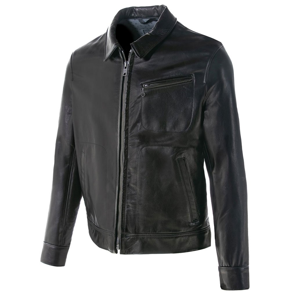 70s Unlined Waxy Cowhide Black Leather Delivery Jacket - Core Outfits