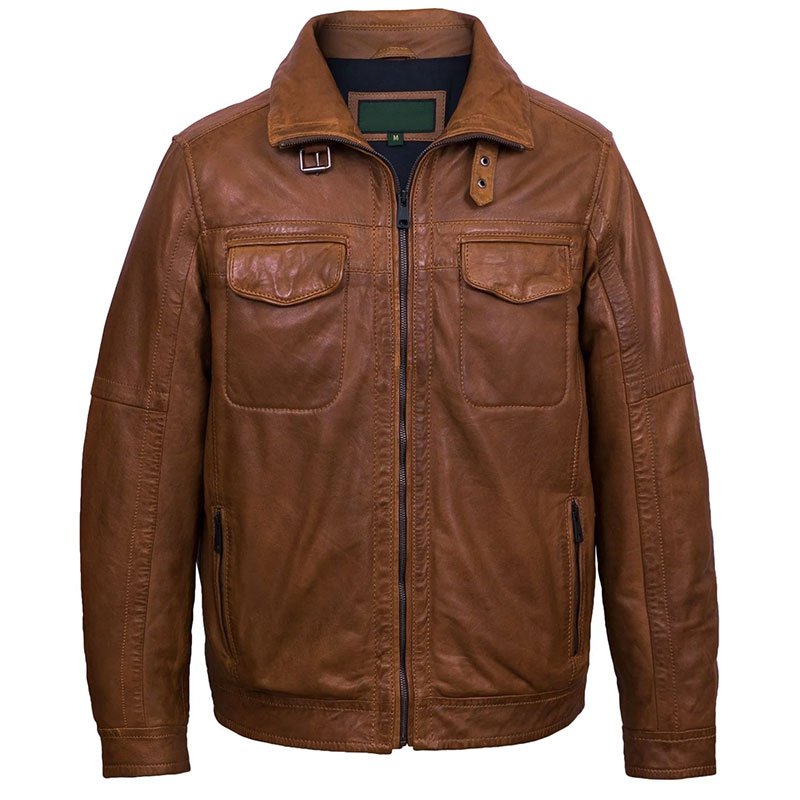 Buy Jake Men's Tan Leather Jacket