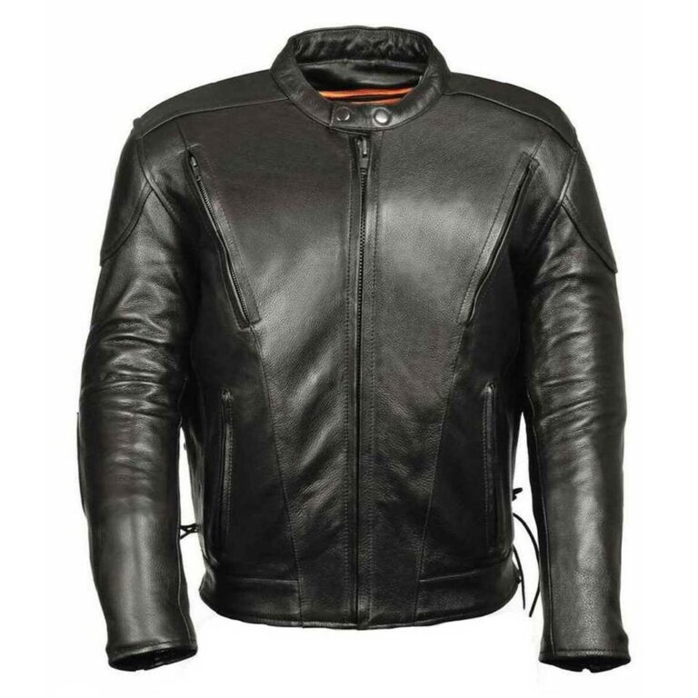 Leather King Men's Side Lace Vented Scooter Jacket - Core Outfits